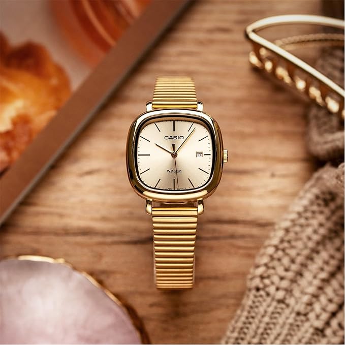 Casio Classic Analogue Square Dial Gold-Tone Bracelet Watch – Gems ...
