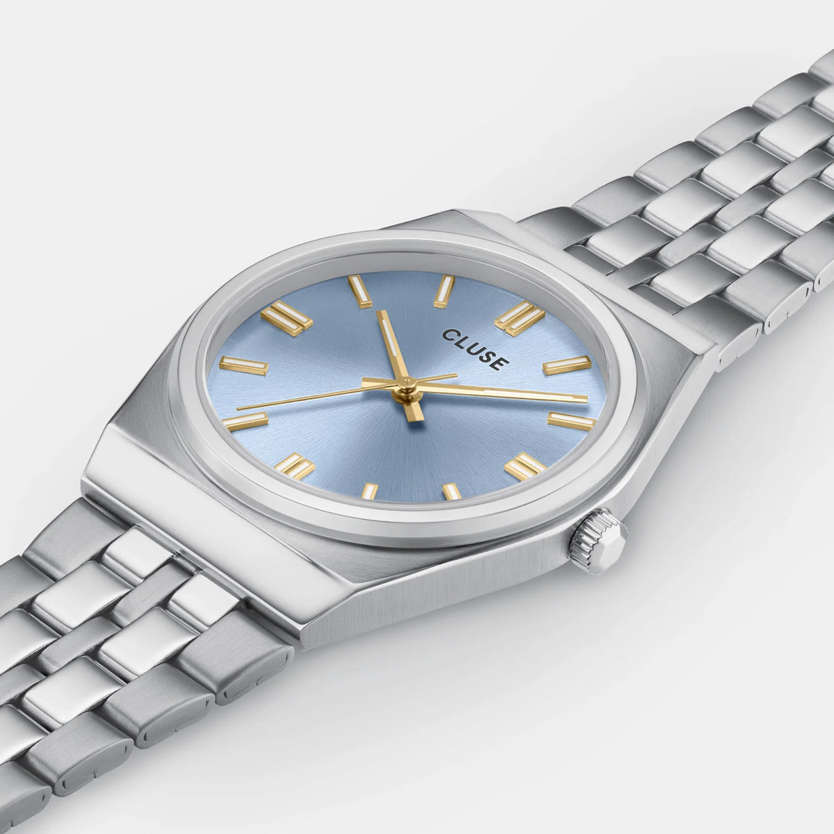 Retro 70's Watch Steel, Light Blue, Silver Colour – Gems Jewellers